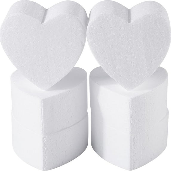 6Pcs Foam Discs Cake Heart Shape Model 4 Inch White Lightweight ...