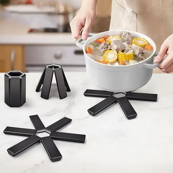 6Pcs Foldable Heat-Resistant Plastic Pot Mat Set - High-Temperature ...
