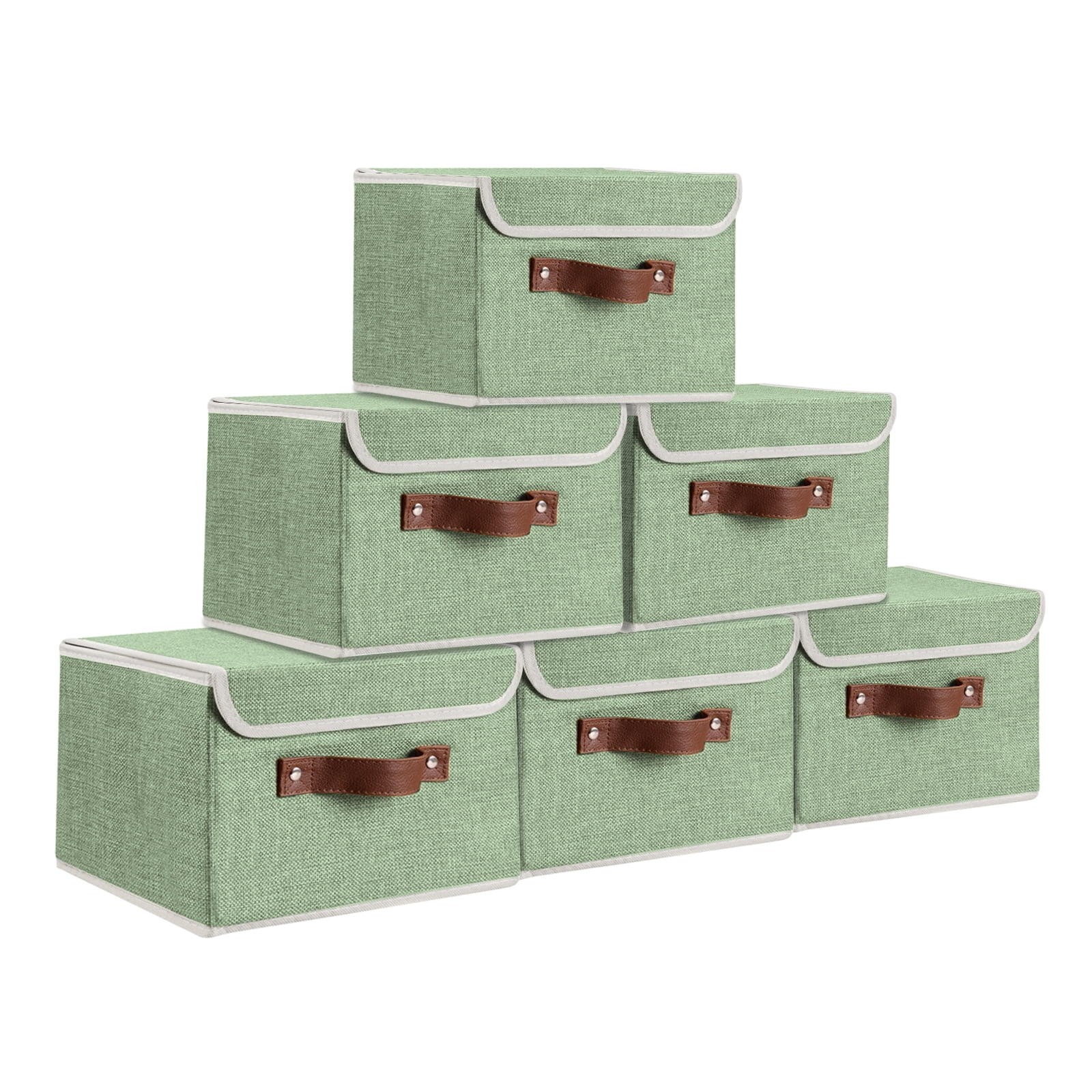 6Pcs Foldable Storage Bin Boxes with Lid Fabric Basket Container ...