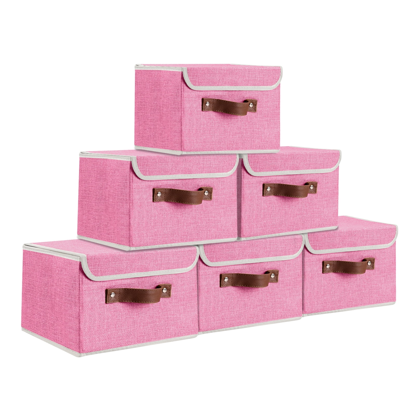 6Pcs Foldable Storage Bin Boxes with Lid Fabric Basket Container ...