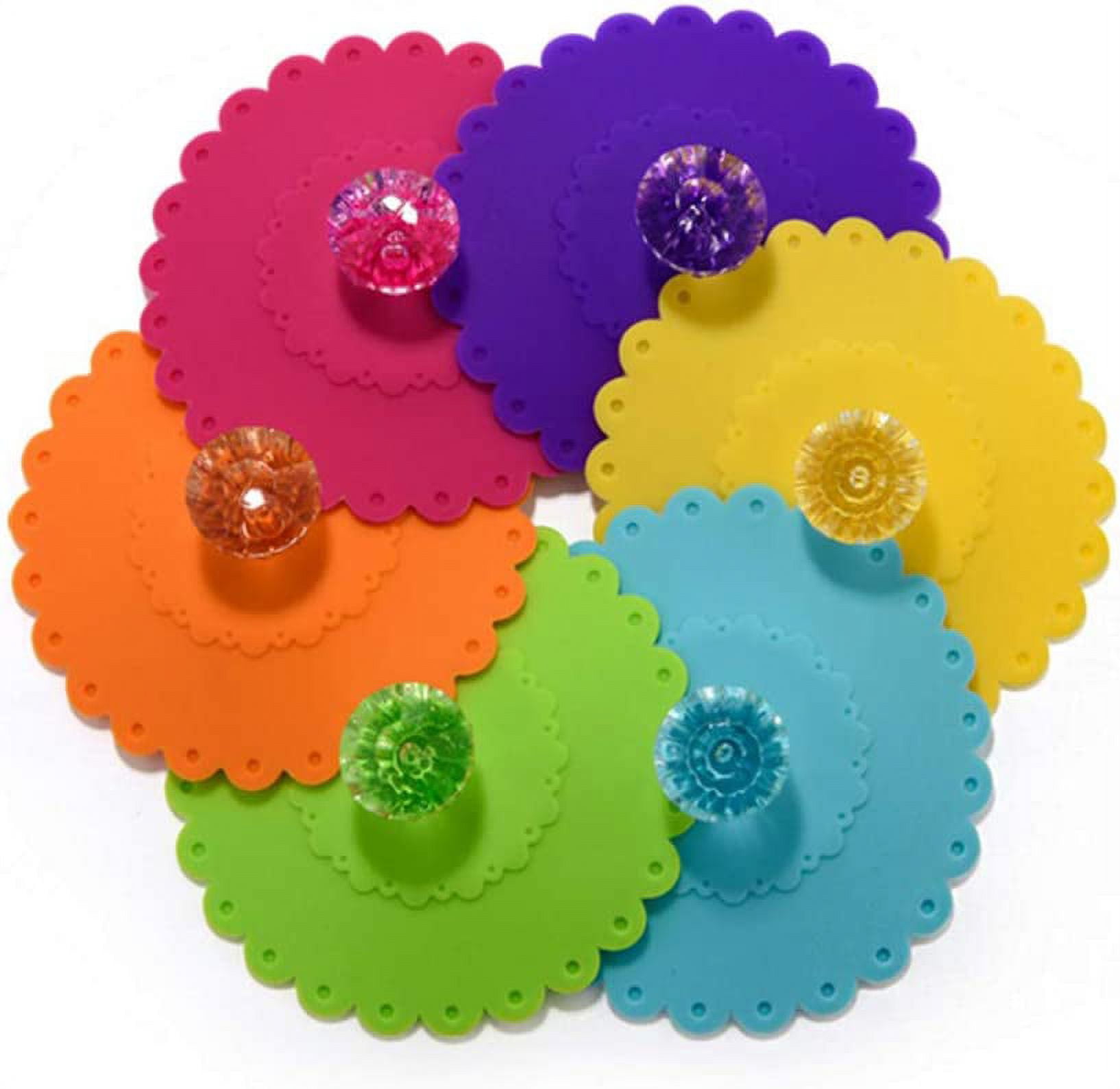 6Pcs Food Grade Silicone Cup,Coffee Mug Cover Lids Creative Mug Cover ...