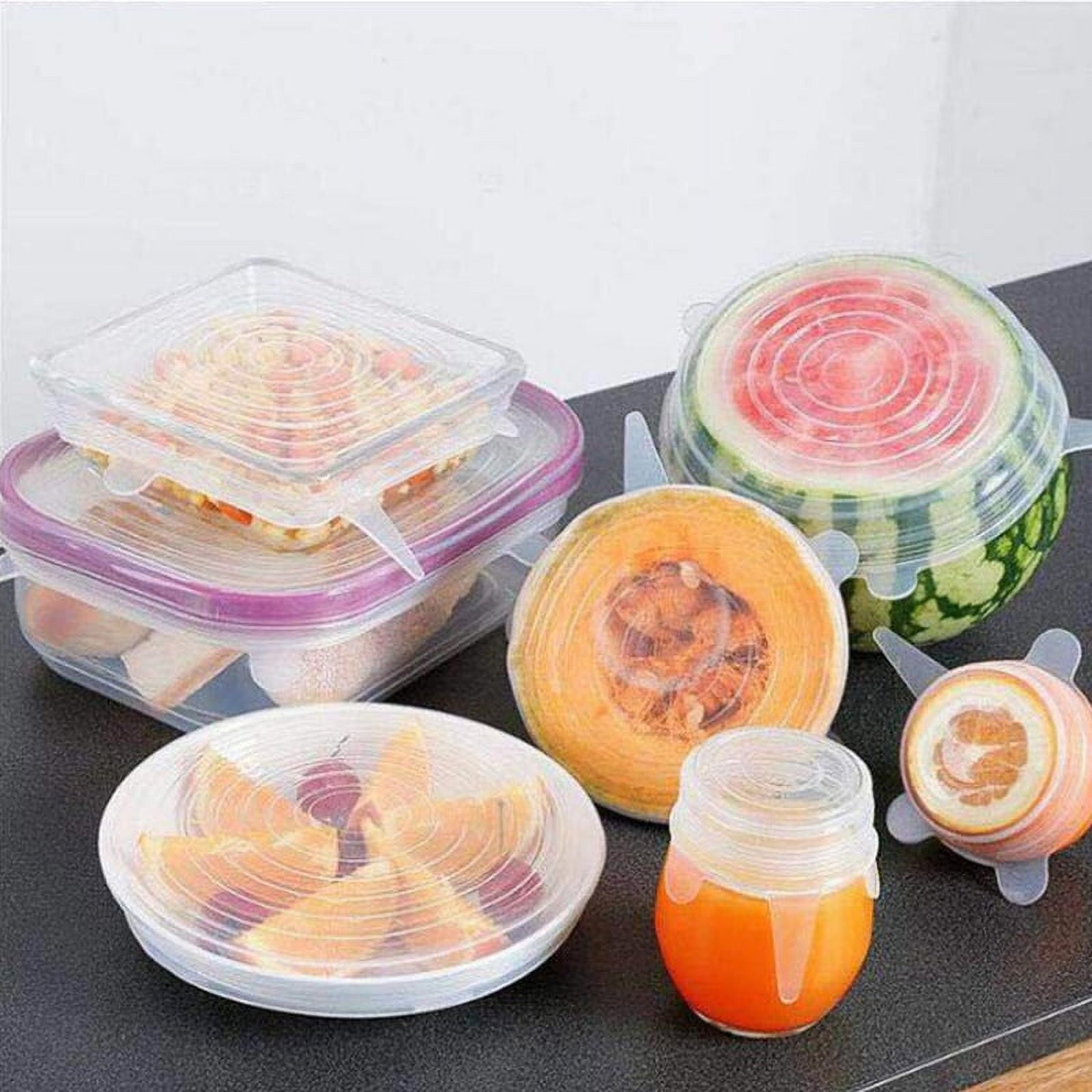 6Pcs Food Silicone Cover Fresh-keeping Dish Stretchy Lid Cap Reusable ...