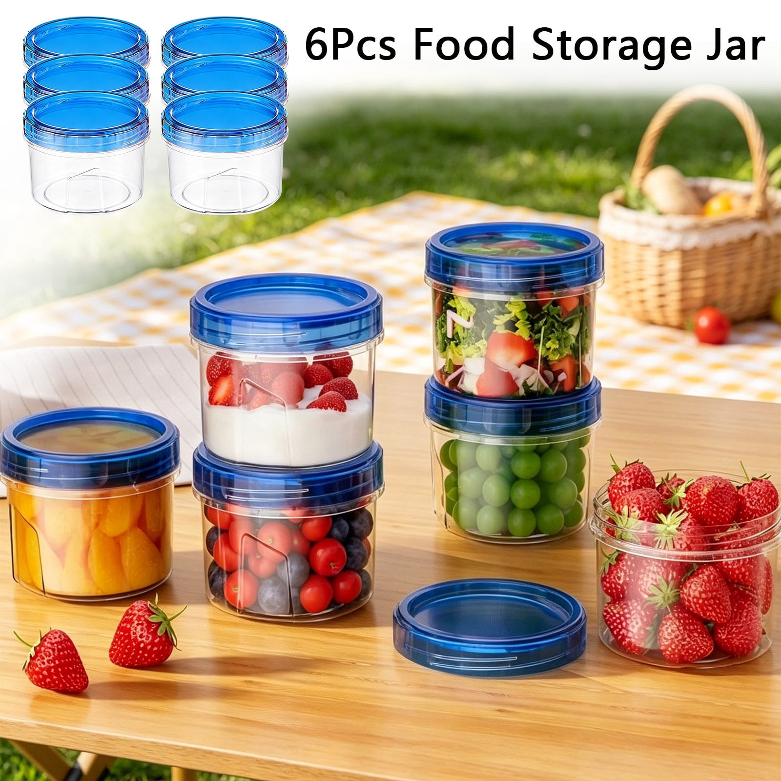 6Pcs Food Storage Containers Airtight Kitchen Canisters For Dry Cereal ...