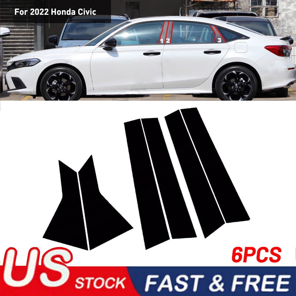 6Pcs For Honda Civic sedan 11th 2022 Car Black Window BC Pillar Posts ...