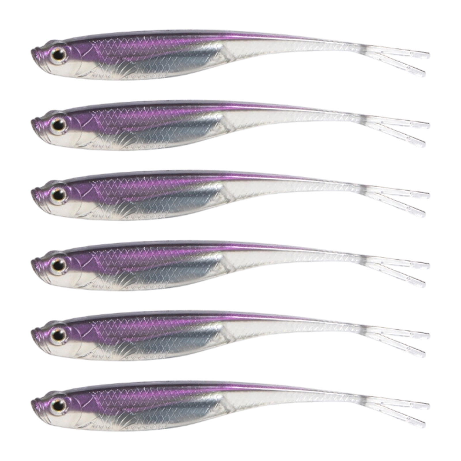 6Pcs Fork Tail Swimbaits Lures Soft Silicone Floating Fishing Lures ...