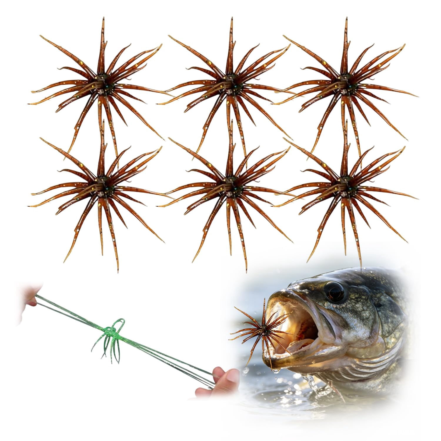 6Pcs Fuzzy Dice Fishing Lure for Bass Fishing, Soft TPR Creature Bait ...