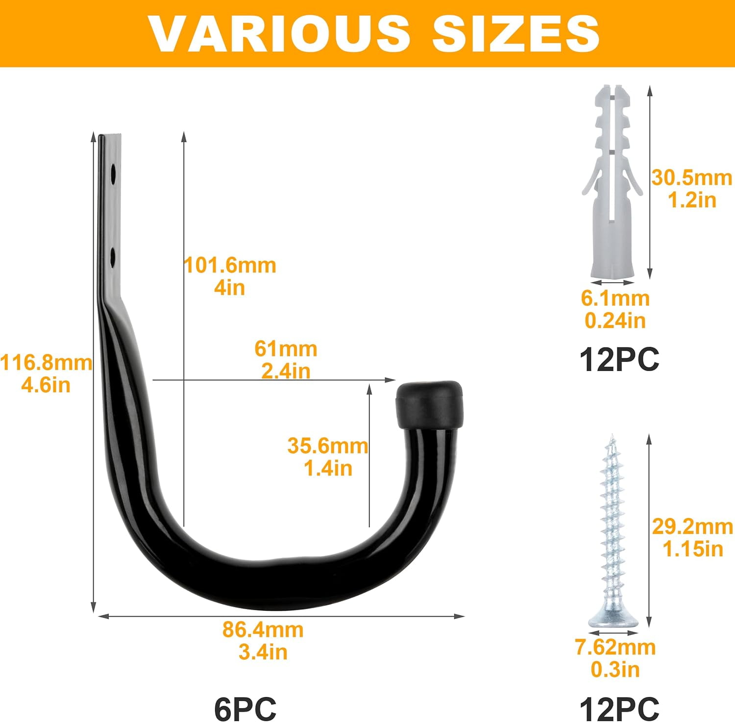 6Pcs Garage Storage Hooks Heavy Duty, Utility Hooks for Garage Wall ...