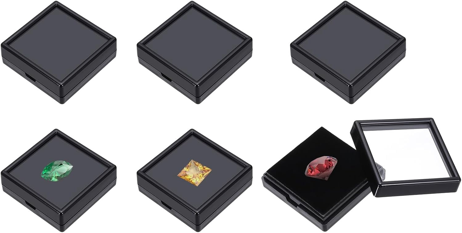6Pcs Gemstone Display Box, 2.4x2.4x0.8inch Acrylic Small Diamond Cases ...