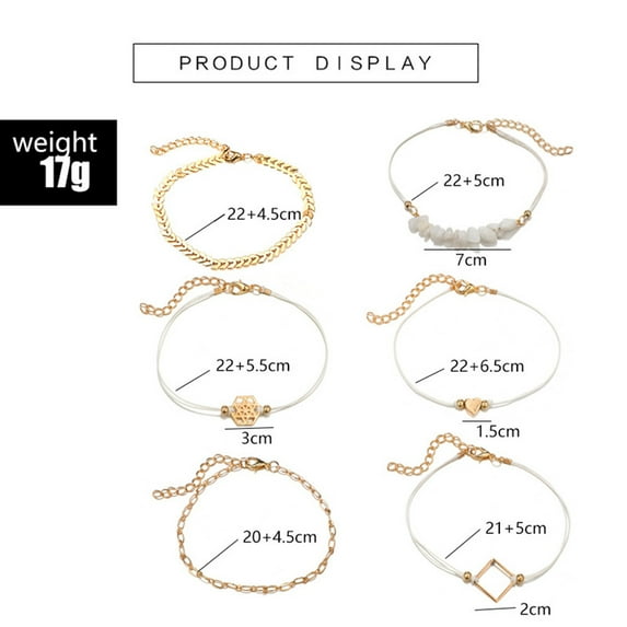 6Pcs Geometric Chain Love Hollow Square Ball Gravel Bracelet, Hand ...