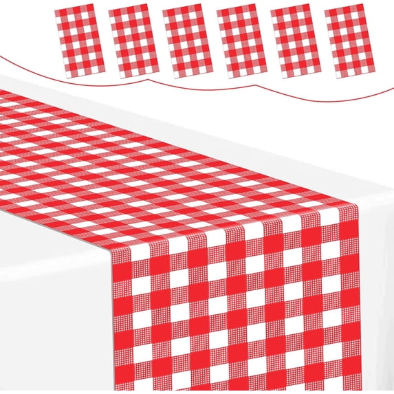 6Pcs Gingham Table Runner 14x108'' Red and White Checkered Table Runner ...
