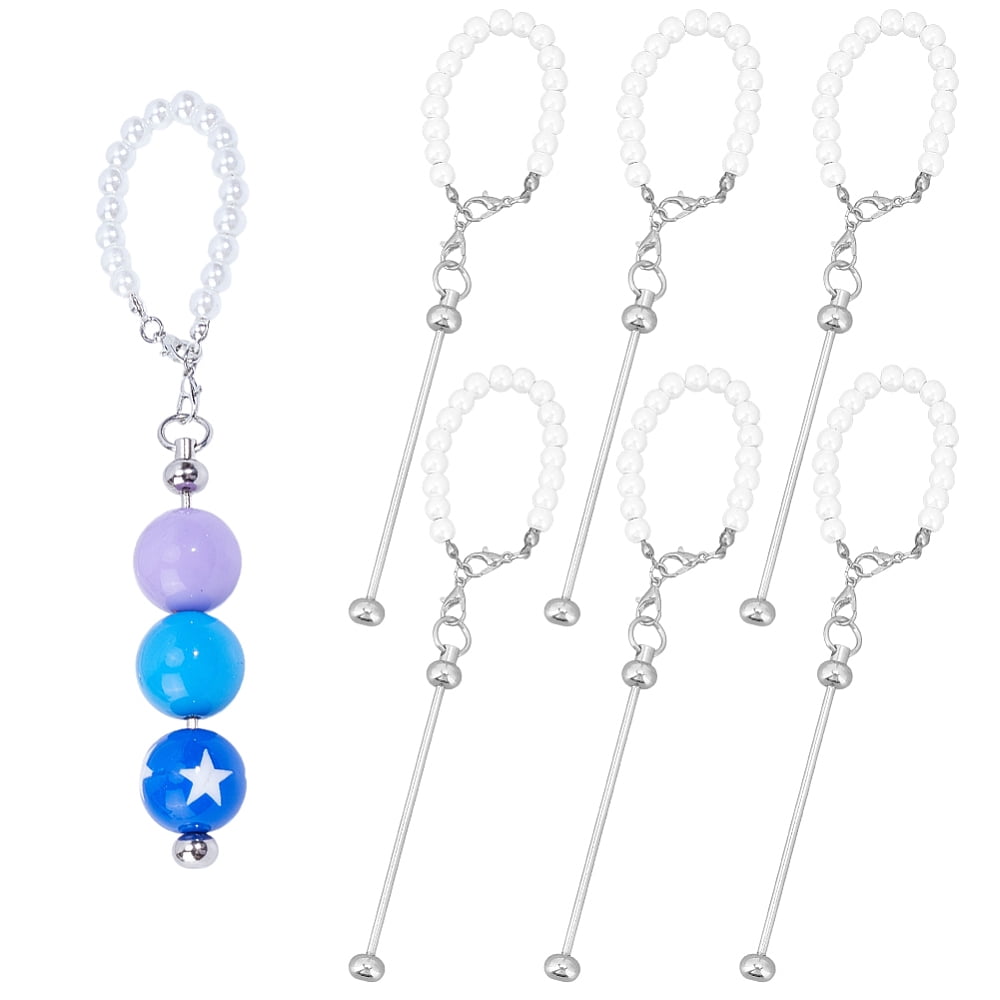 6Pcs Glass Pearl Cup Handle Charms with Iron Pendants Platinum 225mm ...