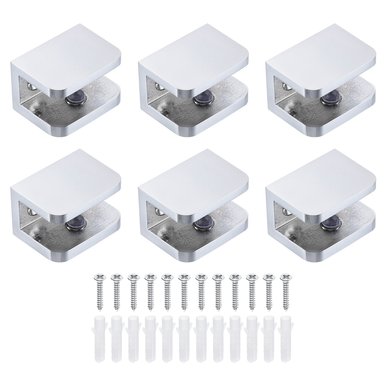 6Pcs Glass Shelf Bracket, Adjustable Solid Brass Glass Shelf Bracket ...