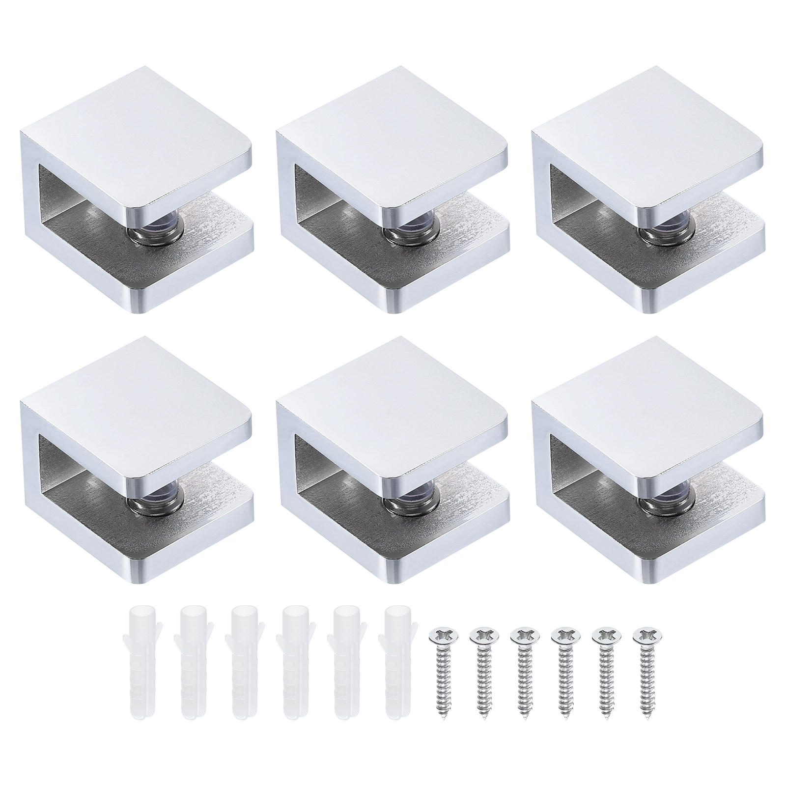 6Pcs Glass Shelf Brackets, Adjustable Solid Brass Glass Shelf Bracket ...