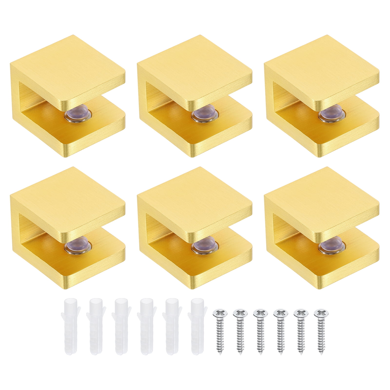 6Pcs Glass Shelf Brackets, Adjustable Solid Brass Glass Shelf Bracket ...