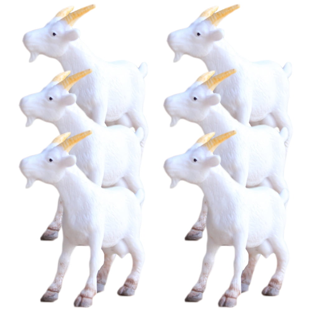 6Pcs Goat Models Farmhouse Animal Models Cartoon Goat Figurines Micro ...