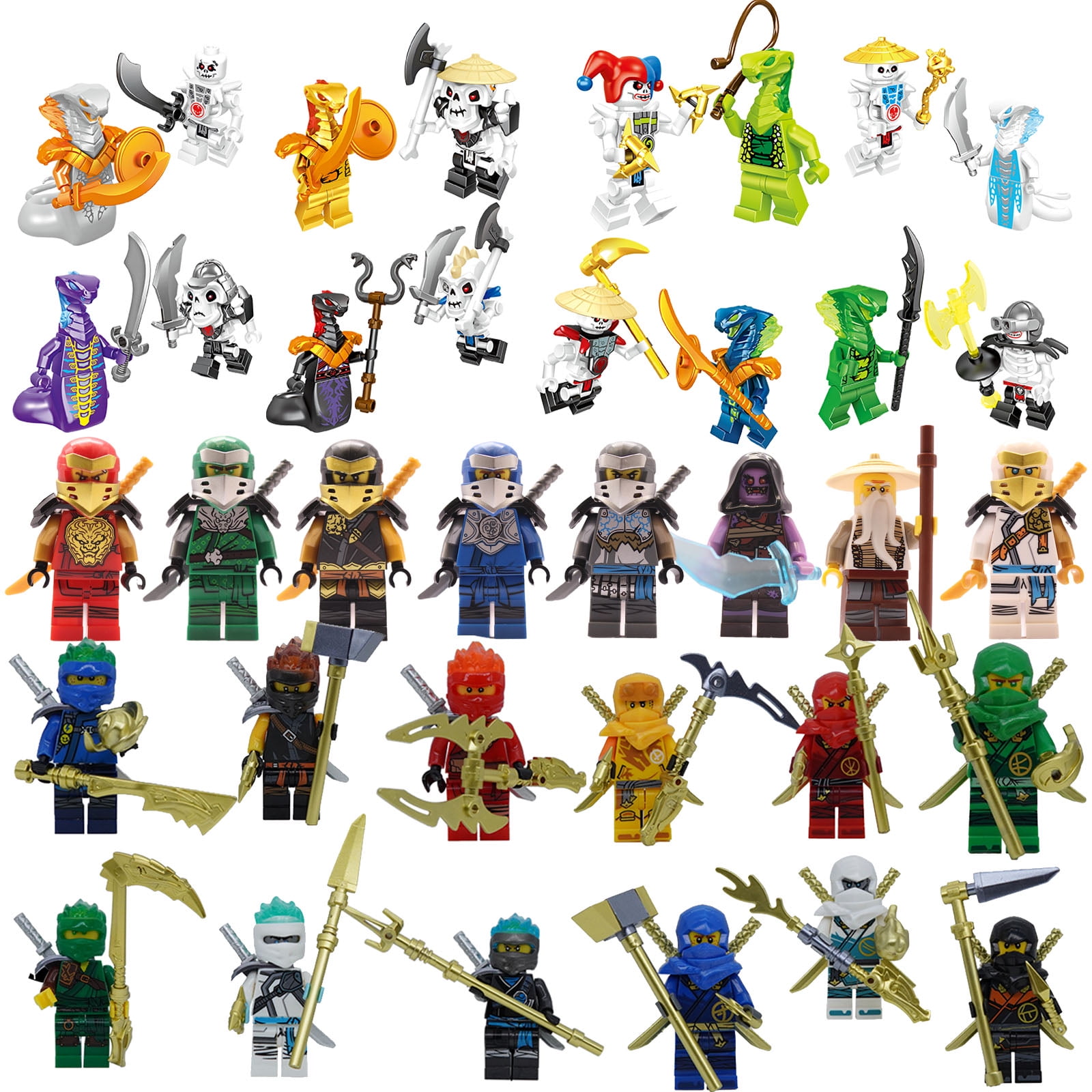 36Pcs Gold Action Figures Splicing Toys Set Anime Combat Building Block ...