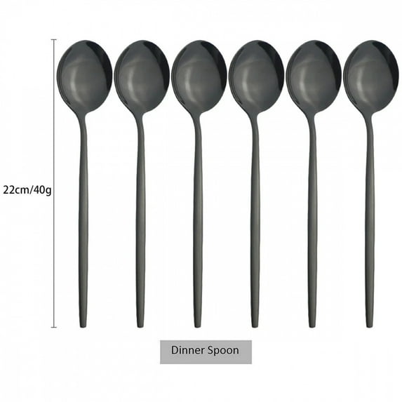 6Pcs Gold Ladle Spoon Dinnerware Western Stainless Steel Cutlery Set ...