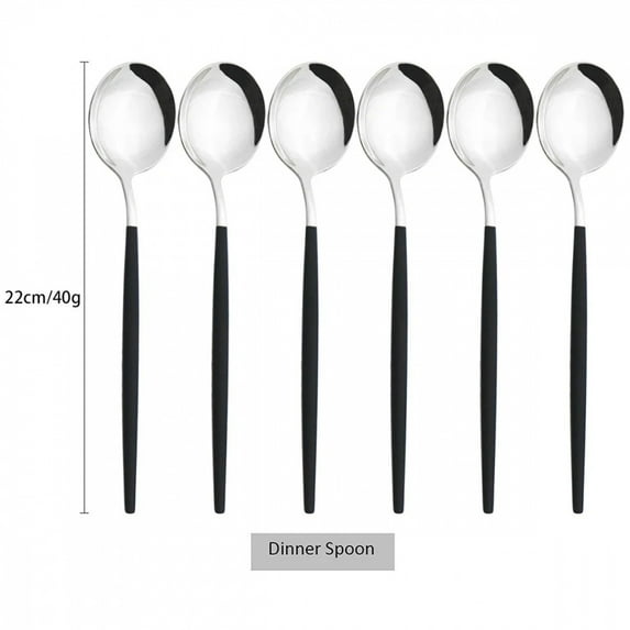 6Pcs Gold Ladle Spoon Dinnerware Western Stainless Steel Cutlery Set ...