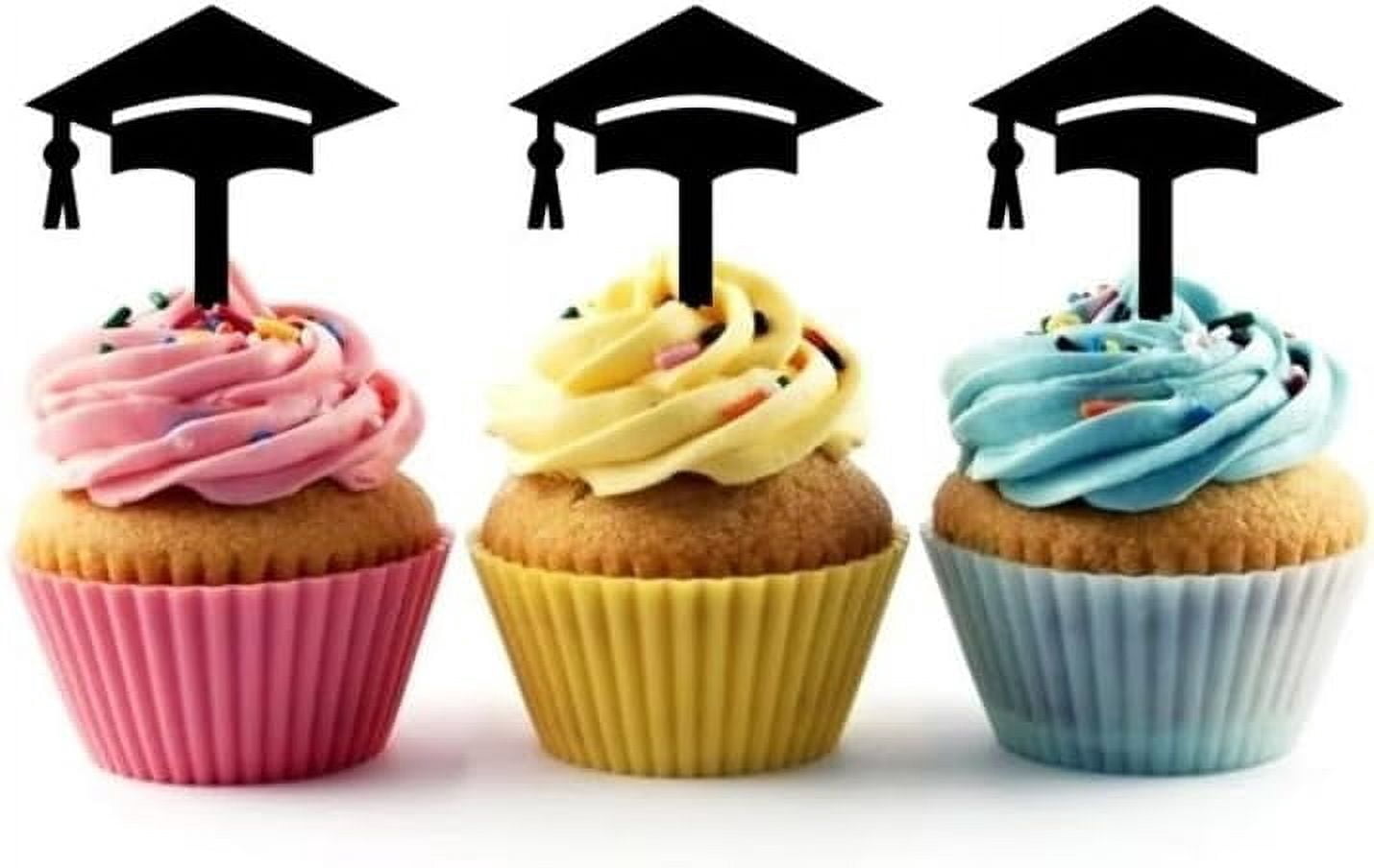 6Pcs Graduation Cap Silhouette Acrylic Cupcake Toppers for Graduation ...
