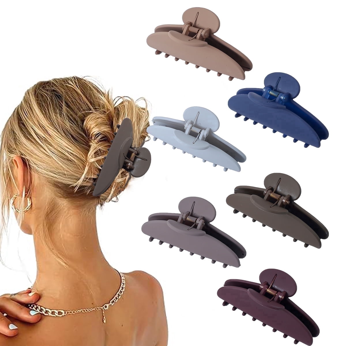 6Pcs 4.3in Hair Claw Banana Clips for Women, Strong Hold, Recycled ...