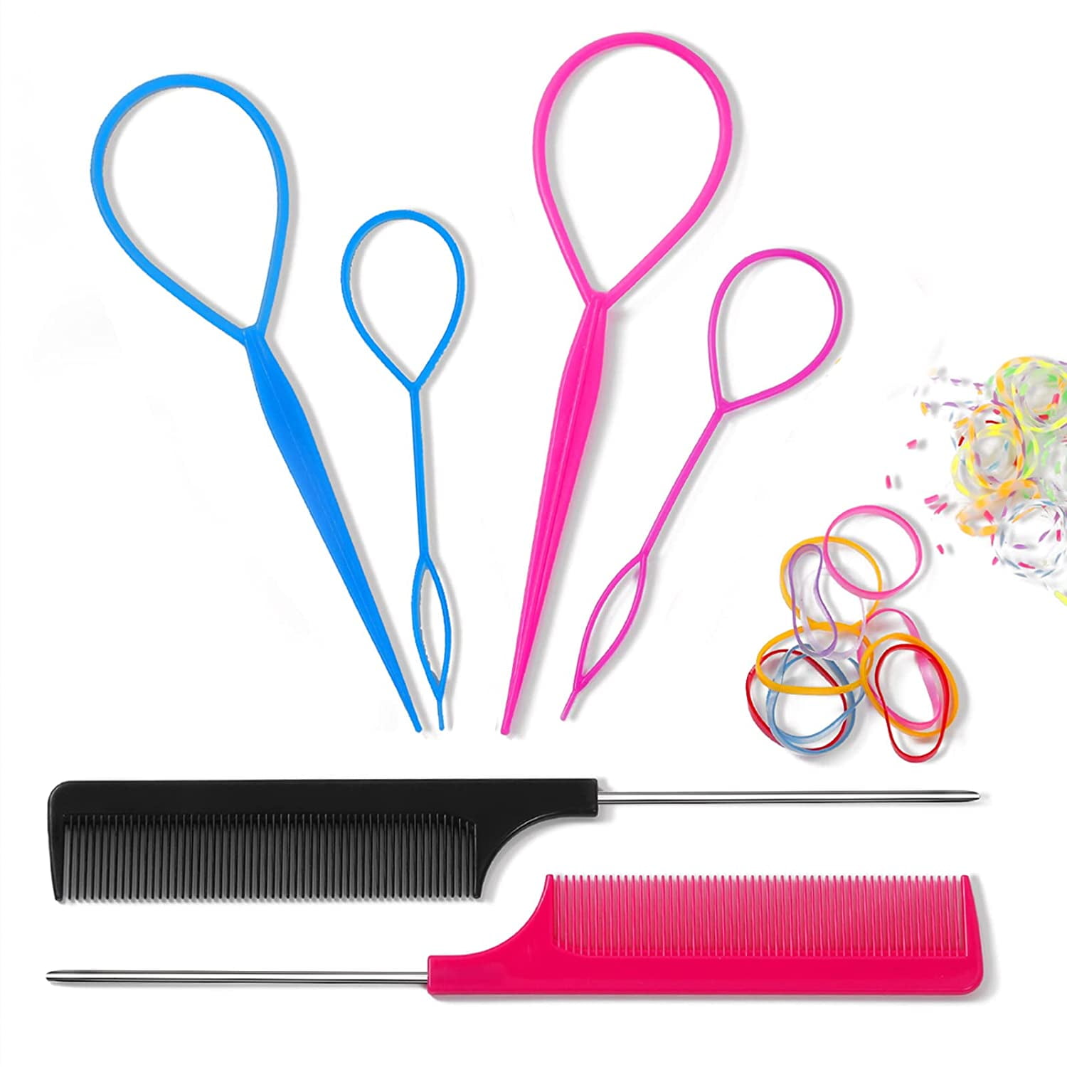 6Pcs Hair Loop Tool Set with 4 Hair Tail Tools French Braid Tool Loop 2 ...