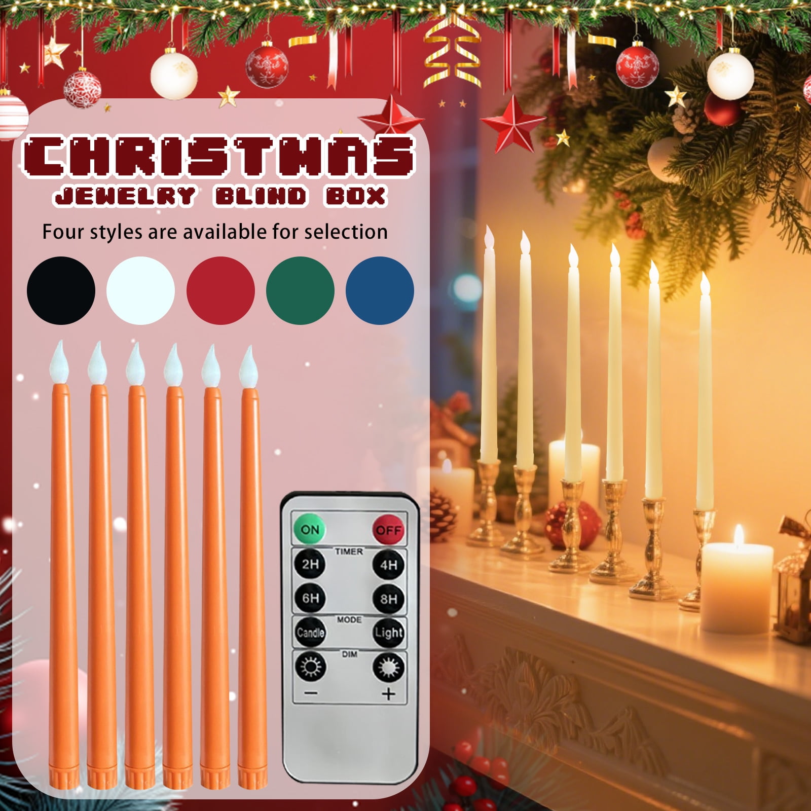 6Pcs Halloween Conical Flameless LED Candle Set 3D Flame + Dripping Wax ...