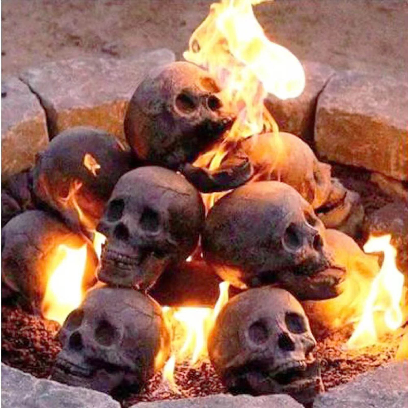 6Pcs Halloween Fire Pit Skull Decoration, Halloween Skulls Decor ...