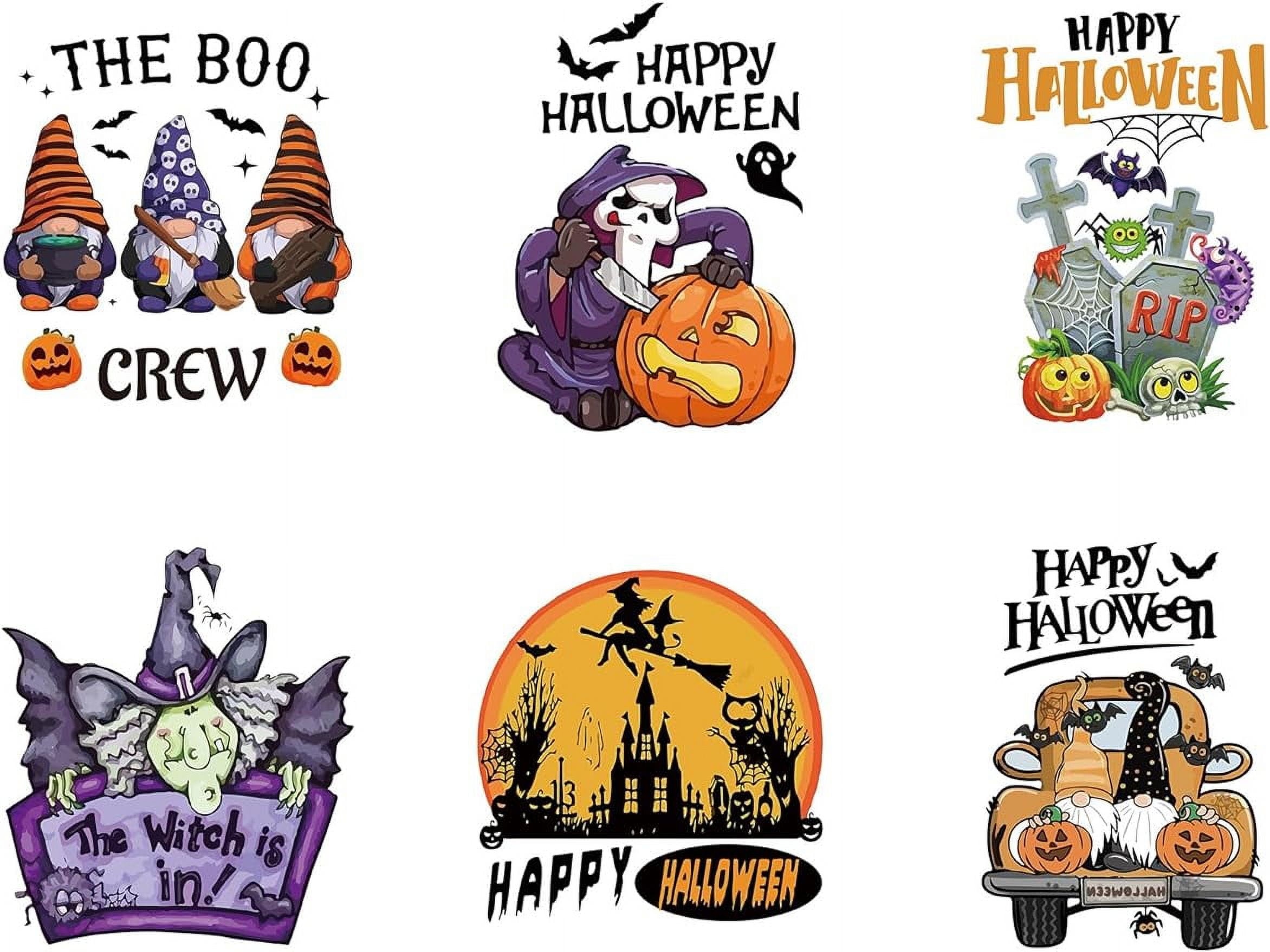 6Pcs Halloween Heat Transfer Stickers Iron On Stickers Decals Set ...