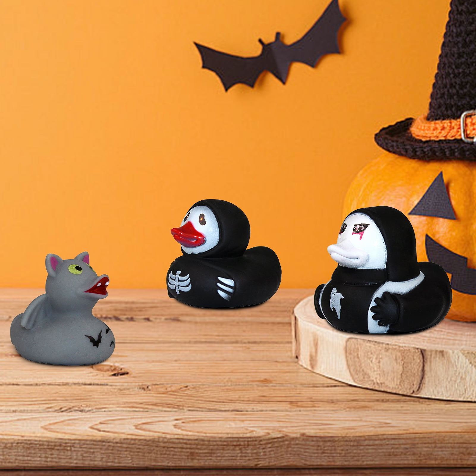 6Pcs Halloween Horror Rubber Duck with Pressable Ghost Face Spooky ...