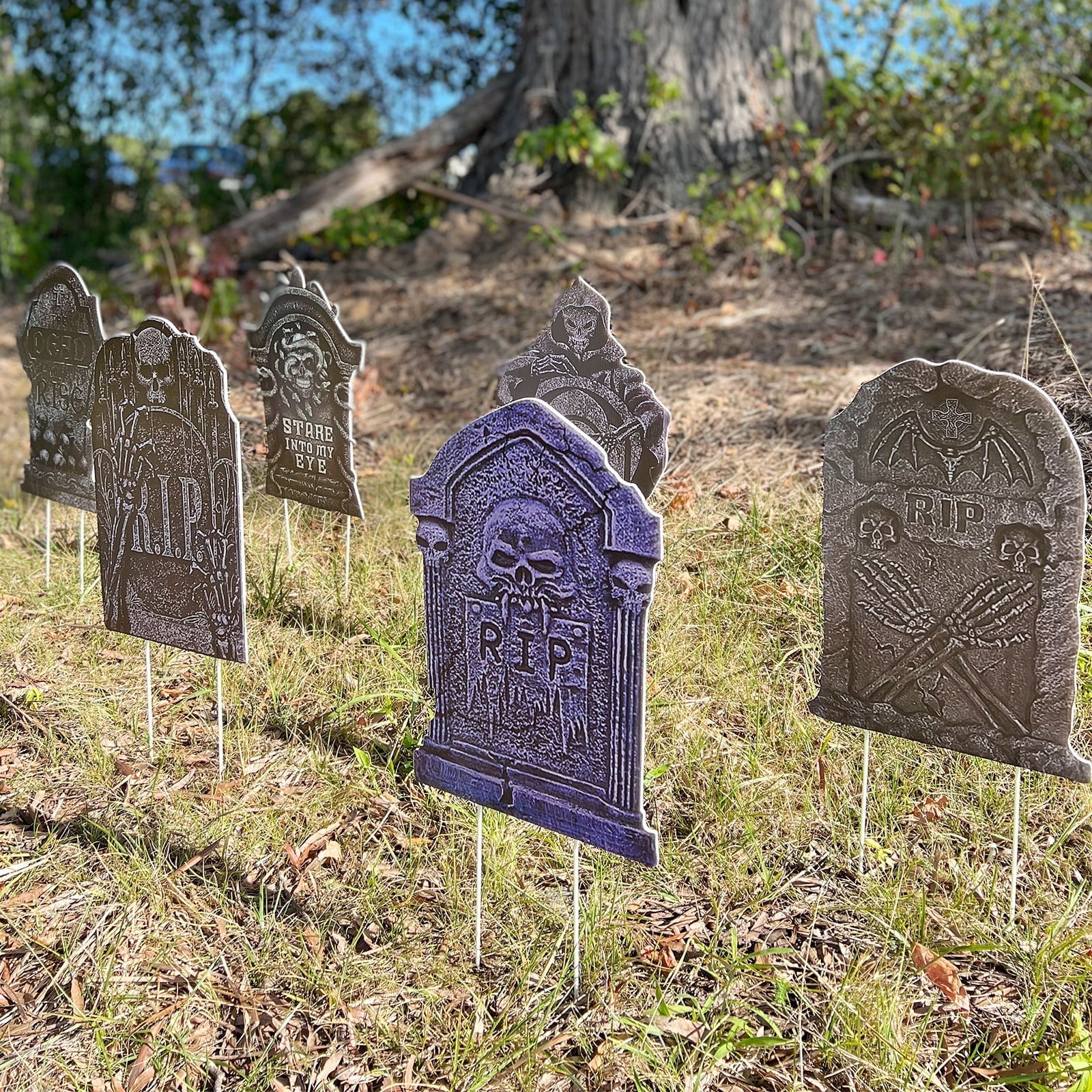 6Pcs Halloween Yard Signs Tombstone Yard w/ Stakes Gravestone Sign ...