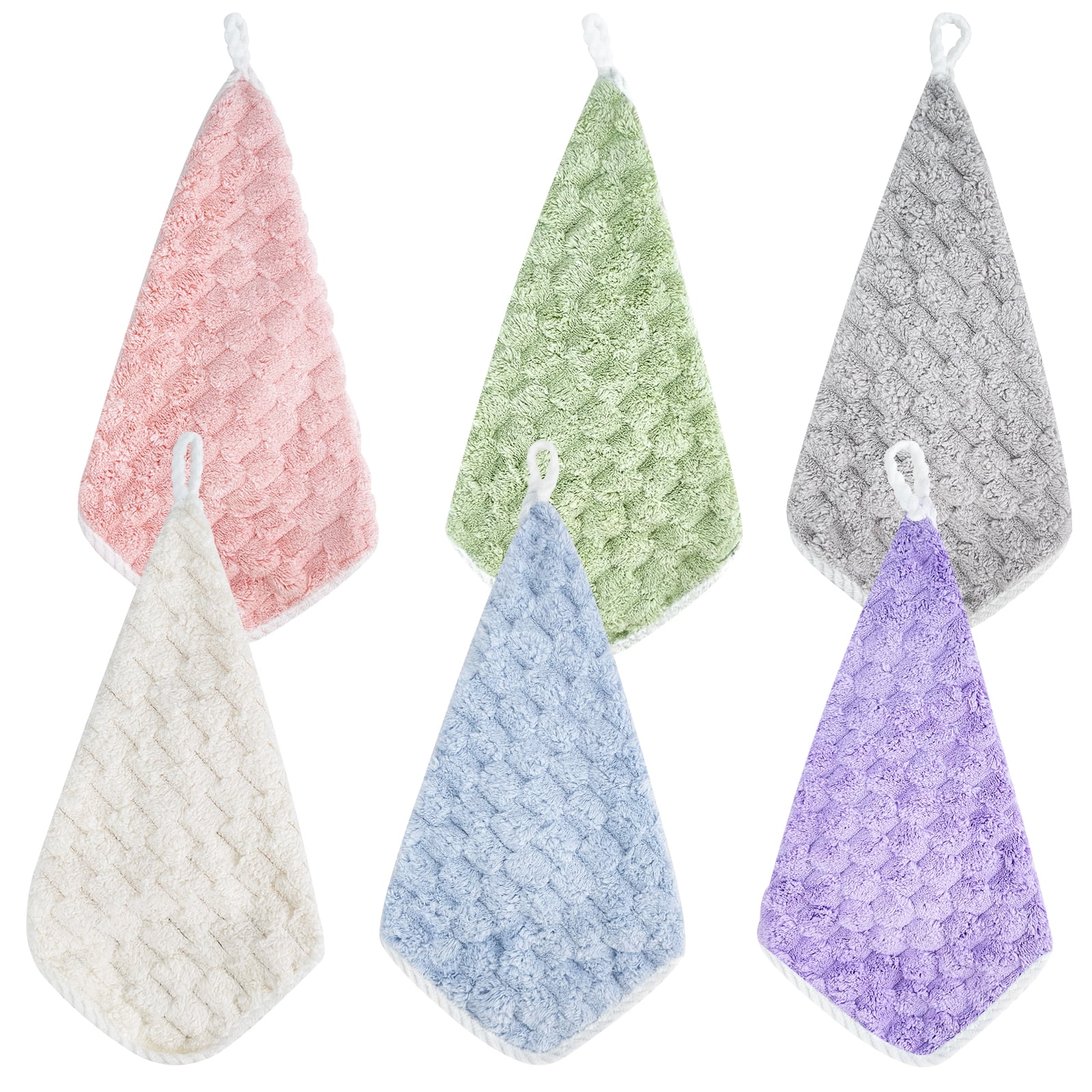 6Pcs Hanging Hand Dry Towels, Square Microfiber Hand Towels with ...