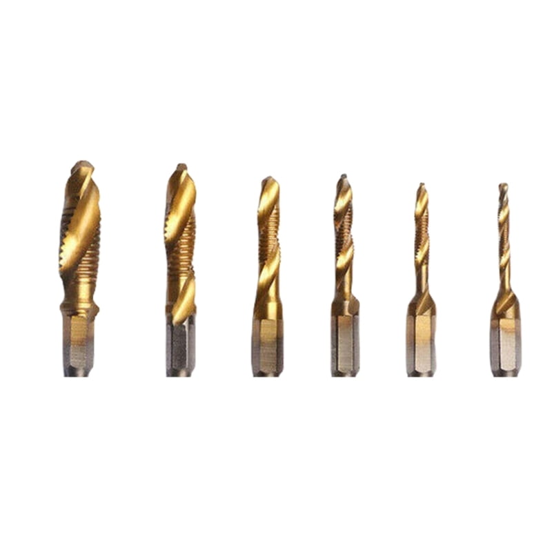6Pcs High Speed Steel Composite Tap Drill and Tap Drill Bit Integrated ...