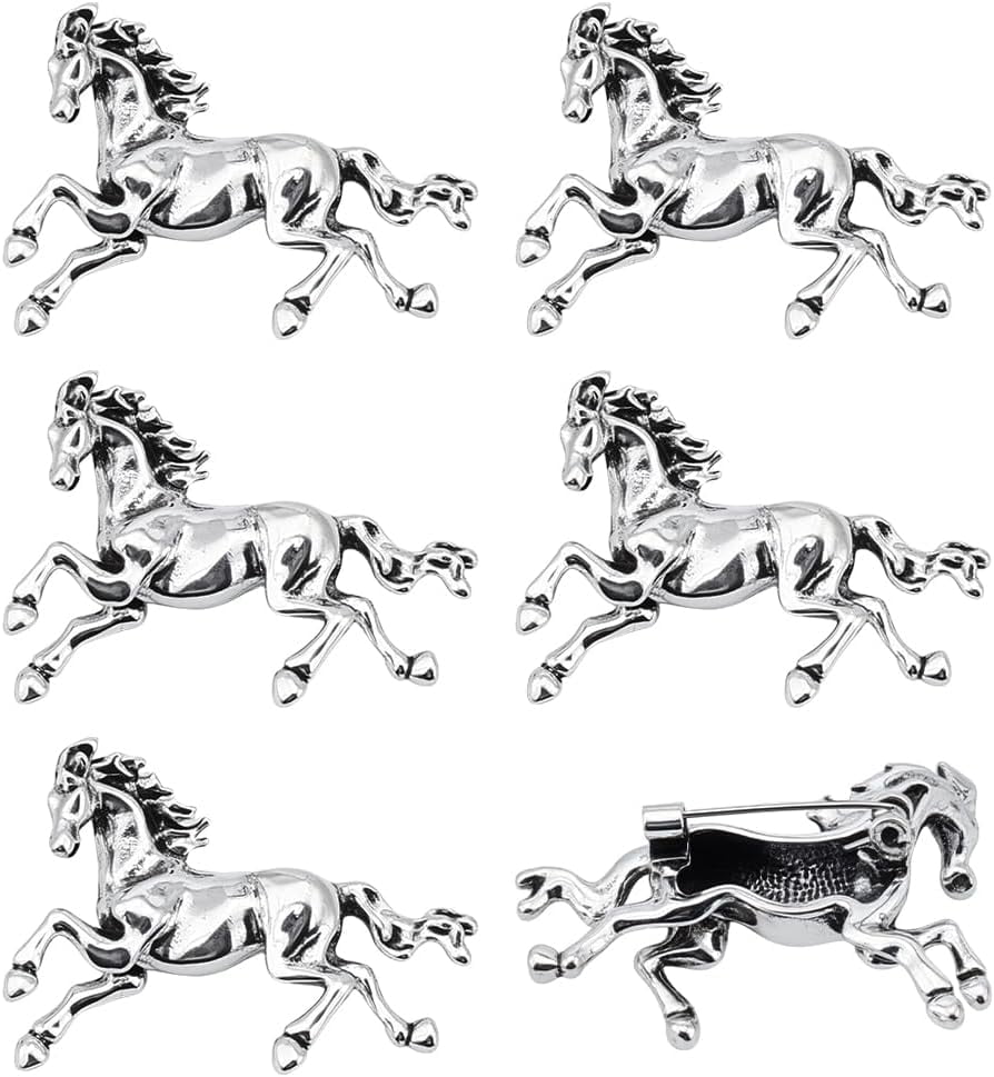 6Pcs Horse Alloy Brooch Exquisite Lapel Pins for Men Women Silver 43 ...