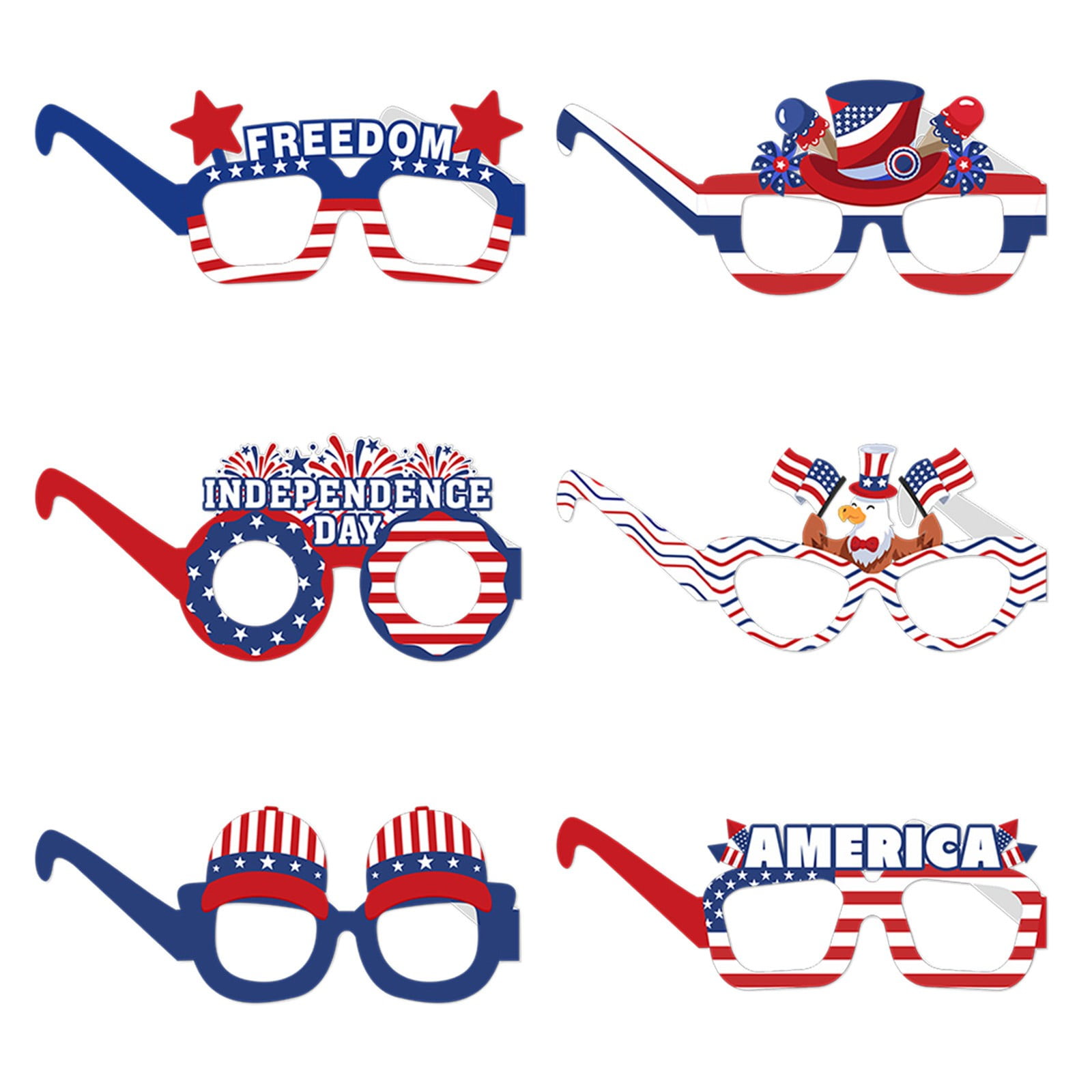 6Pcs Independence Day Decorations Glasses,4th Of July Patriotic Party ...