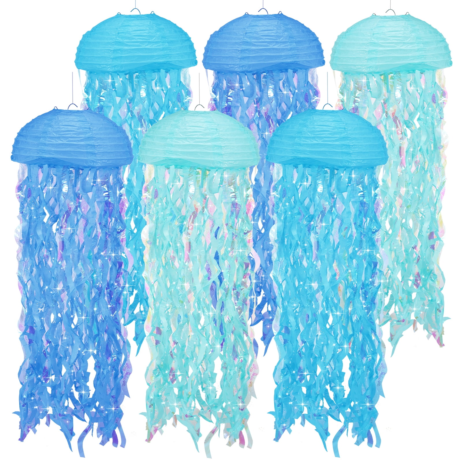 6Pcs Jellyfish Paper Lantern Set Gradient Colorful Jellyfish Hanging ...