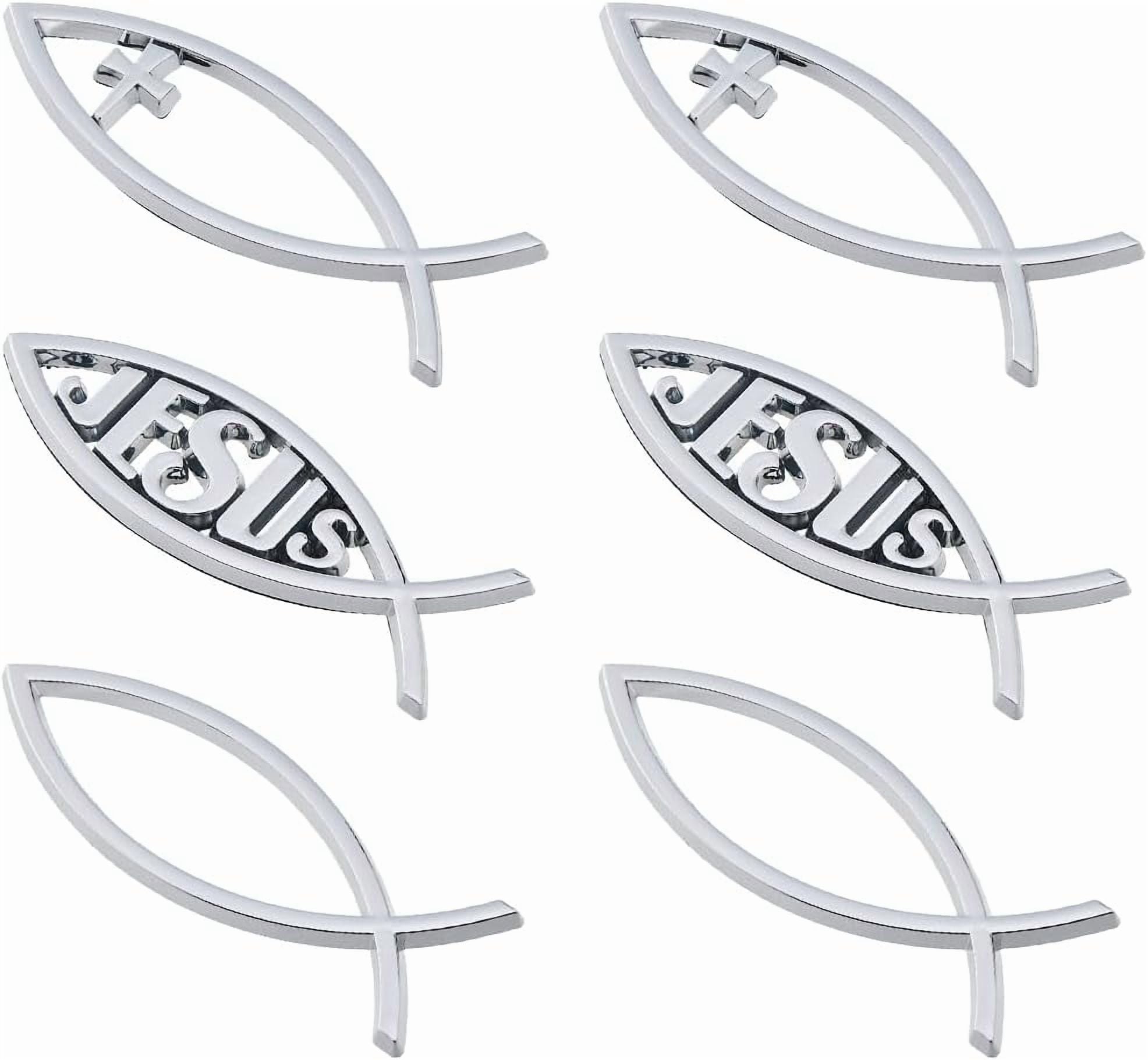 6Pcs Jesus Fish Decal Stickers 3D Plastic Christian Fish Car Stickers ...