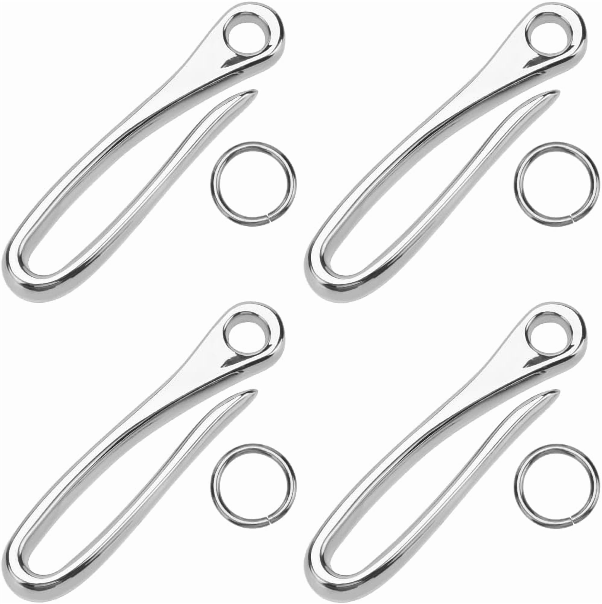 6Pcs Keychain Fish Hook Key U Hook Silver Metal Alloy Retro Snap Carp ...