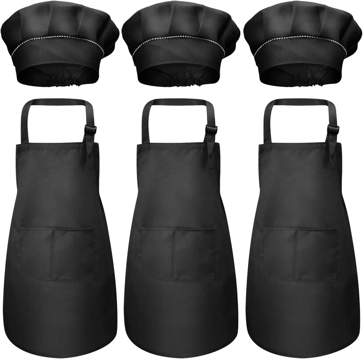 6Pcs Kids Apron and Chef Hat Set, Children Chef Aprons with Pockets ...