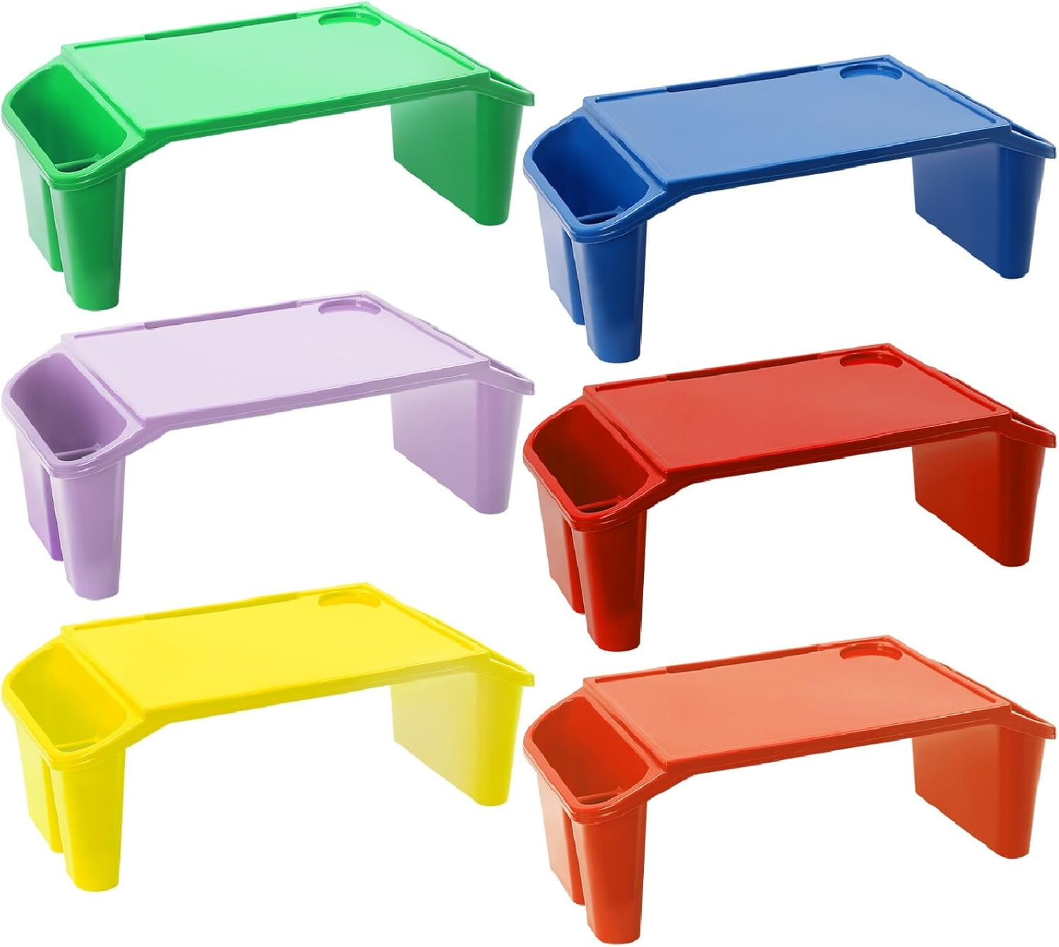 6Pcs Kids Lap Desk Tray, Plastic Breakfast Laptop Trays with Side ...