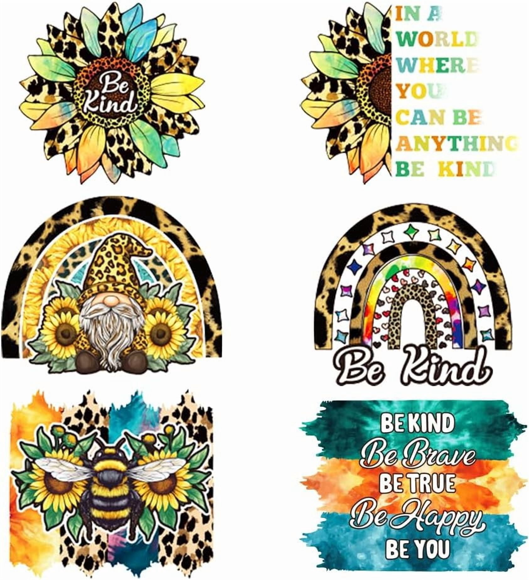 6Pcs Be Kind Heat Transfer Stickers 6 Styles Iron On Transfers Patches ...