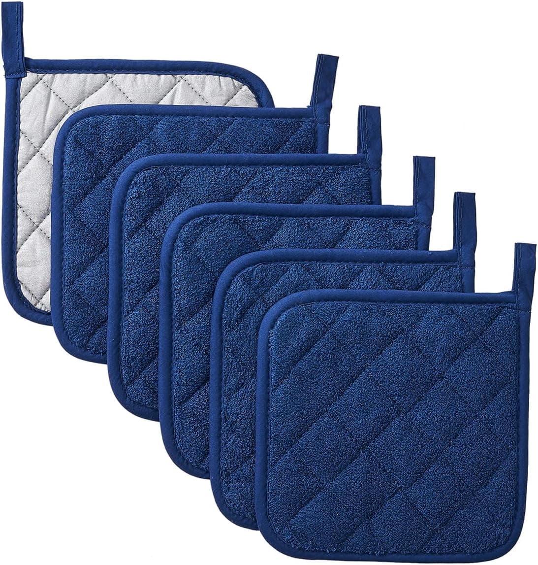 6Pcs Kitchen Pot Holders Set Heat Resistant Pure Cotton Potholders Kit ...