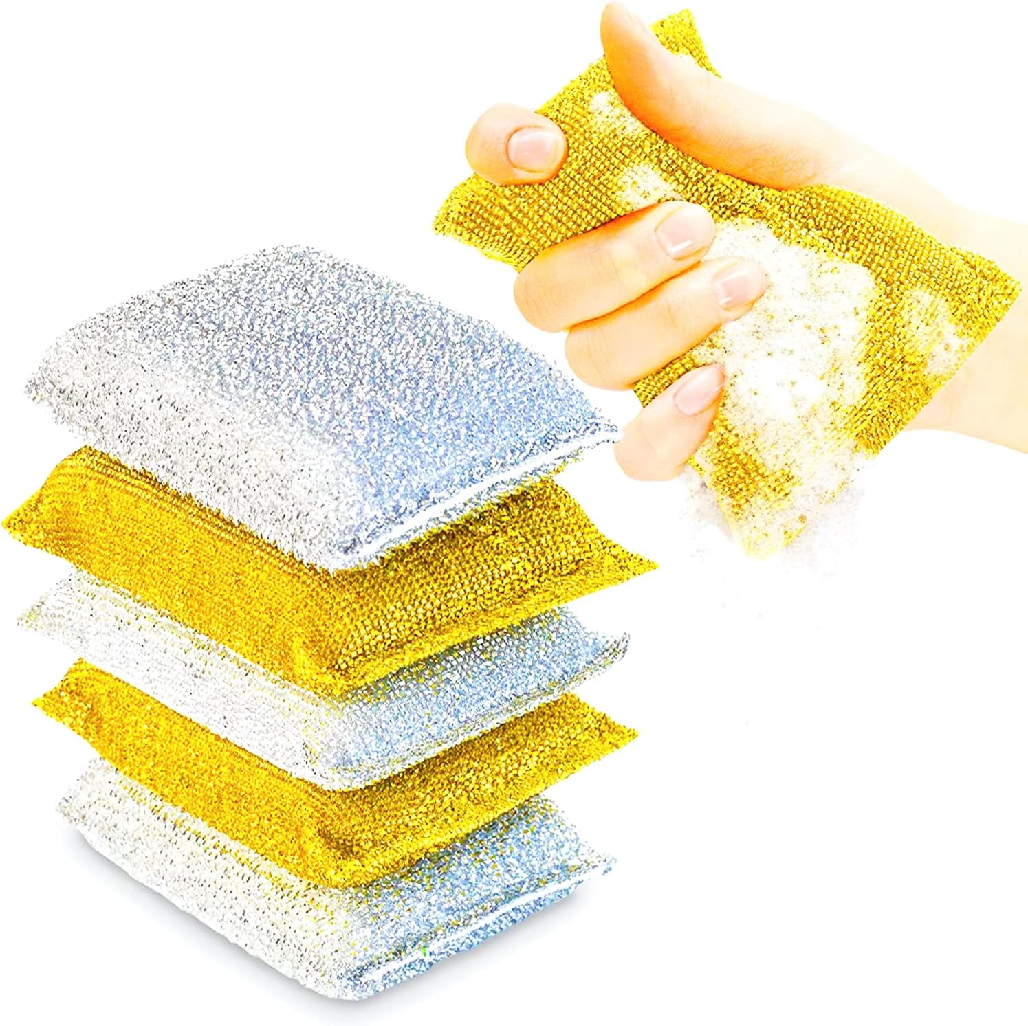 6Pcs Kitchen Scrubbing Sponges - Heavy Duty Non-Scratch Scrubbing ...