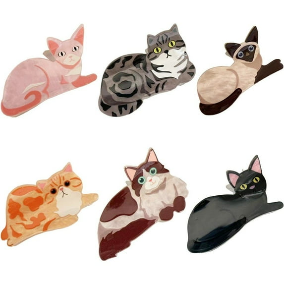 6Pcs Kitten Hair Claws Animal Shark Clips Small Hair Clamps Cartoon ...