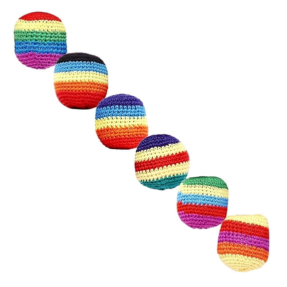 6Pcs Knitted Footbags Crochet Kick Bags Multicolor Cloth Bean Bag Set ...