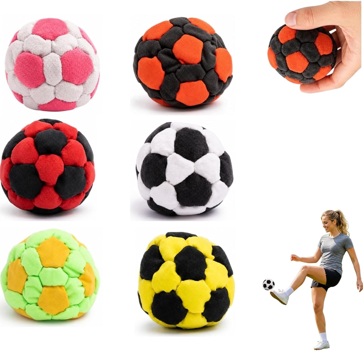 6Pcs Knitted Soccer Footbag, Soft Textured Ball, Fresh Soccer Themed ...
