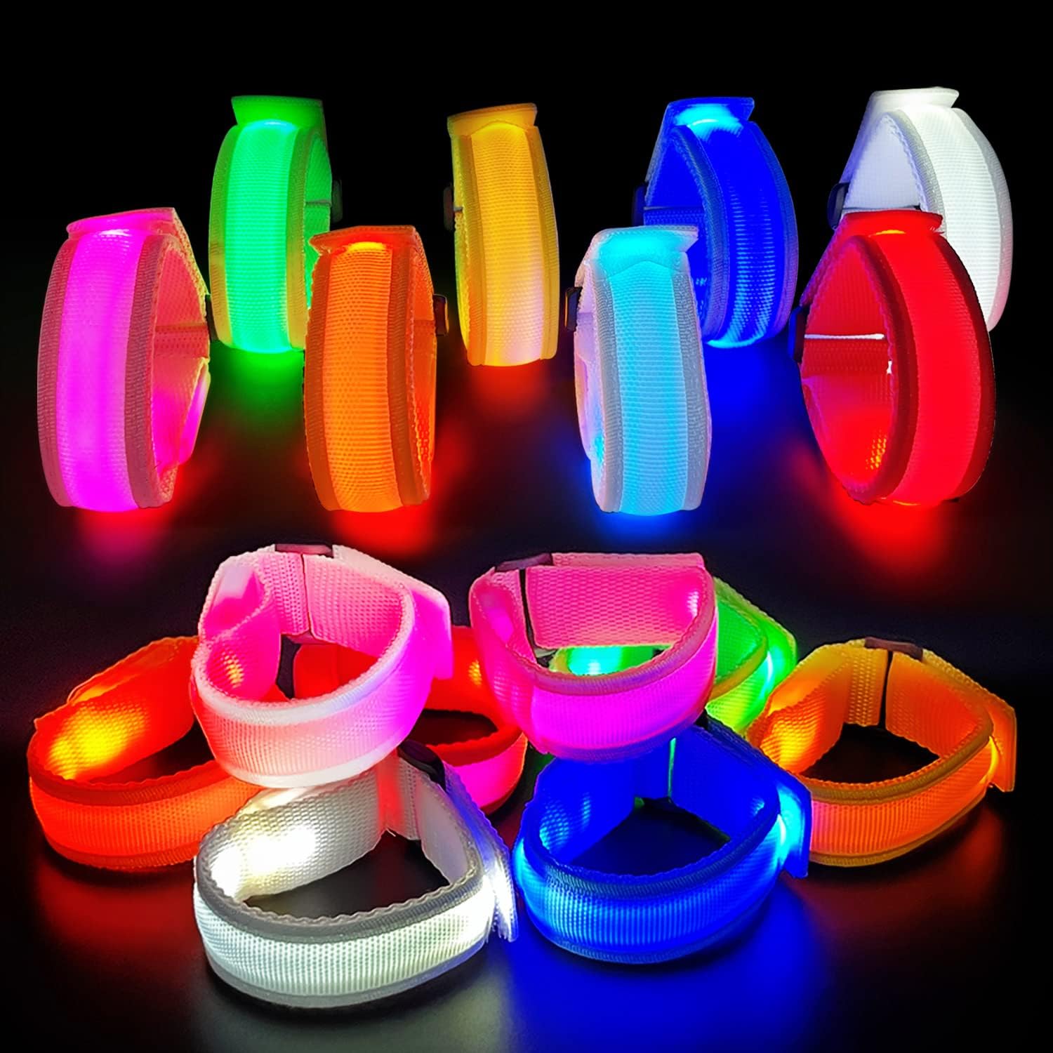 6Pcs LED Light Up Bracelets for Kids Adults, LED Glow Flashing Arm ...