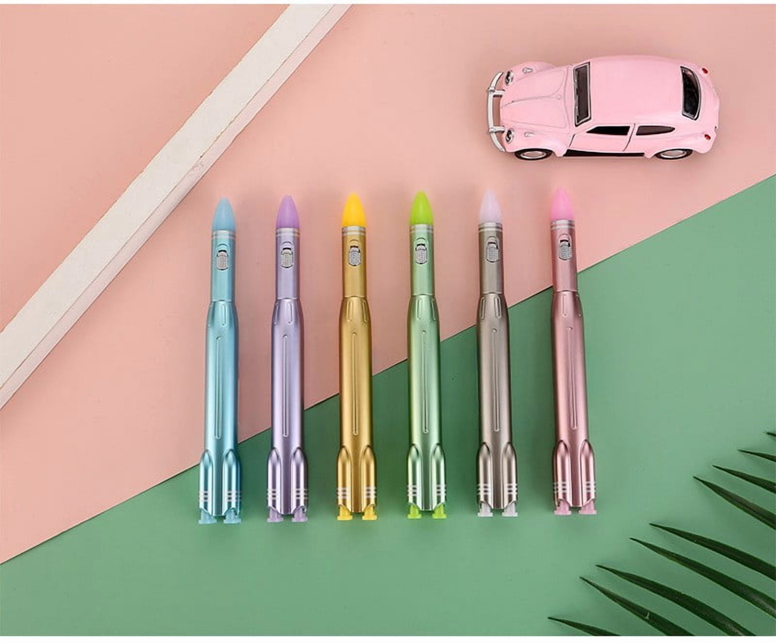 6Pcs LED Light Up Missile Gel Pen Glowing Shaped Pen Novelty Writing ...