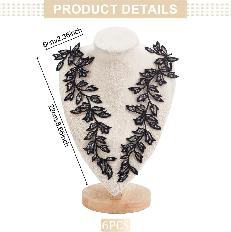 6Pcs Lace Forest Leaves Vine Patches Iron on Patches Embroided Applique ...