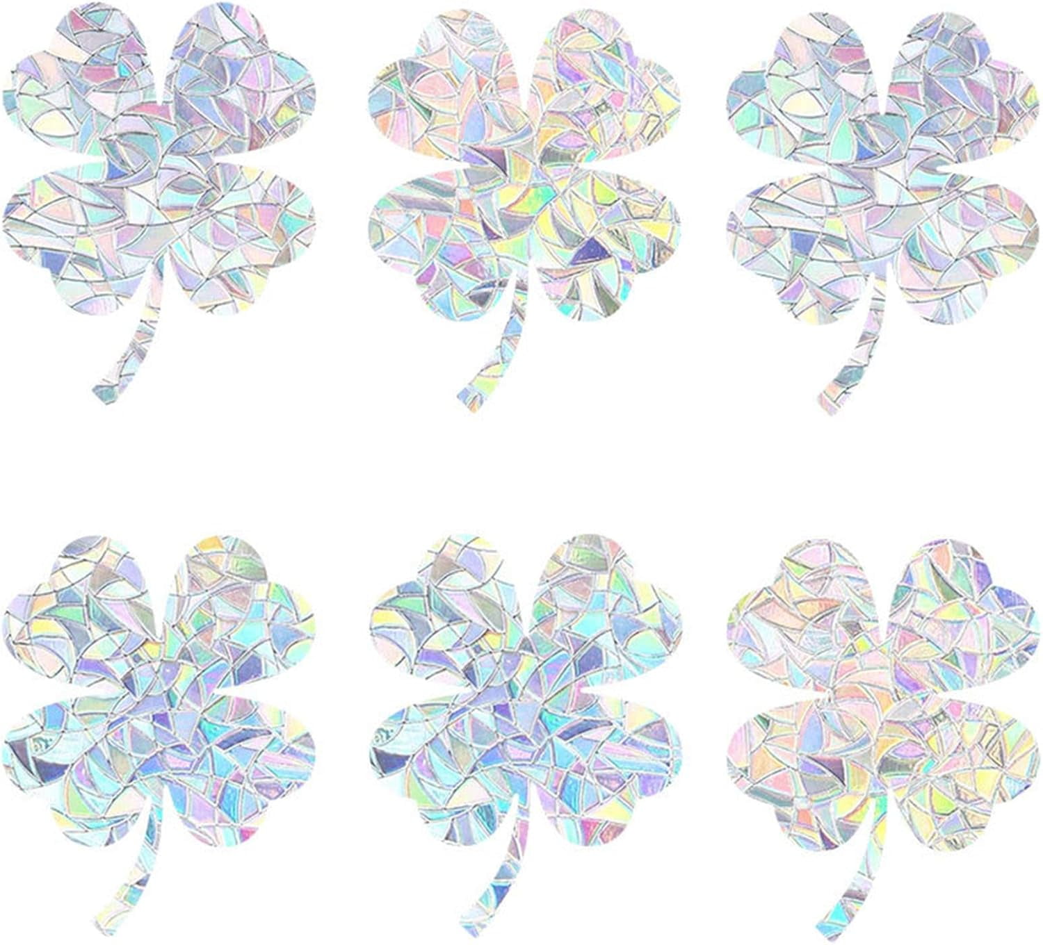 6Pcs Large Four Leaf Clover Window Decals Static Rainbow Window Clings ...