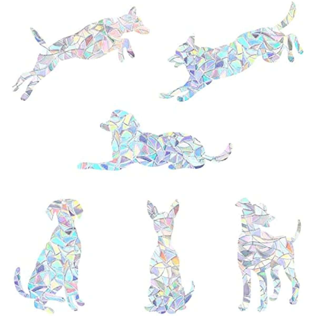 6Pcs Large Rainbow Window Clings Dog Pattern Window Decals Static Non ...